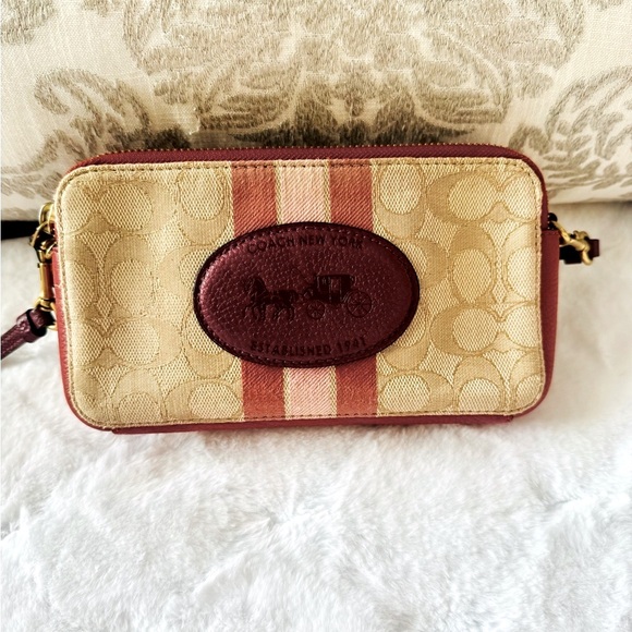 Coach | Bags | Coach Dempsey Crossbody Tan And Red Bagproject | Poshmark